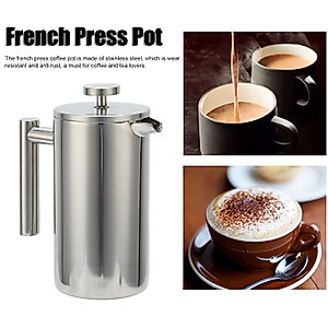 LJCM French Press Pot Coffee Pot Maker Milk Frother Stainless Steel Tea Maker Hand Pour 1000Ml Pressing Milk Frothing Machine Brewed Coffee Cafe Pot Brewing Coffee French Presses