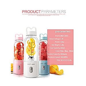 MEET JUICE Portable Personal Size Blender Mini Blender Large Capacity with 6 Blade Wireless Blender Making Shakes and Smoothies