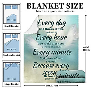 GERMSLAP Healing Throw Blanket Christian Gift with Inspirational Bible Verse Prayers Blanket, Religious Spiritual Gifts Sympathy Compassion Get Well Blankets for Women Men Gift - Blue Sky 60"x50"