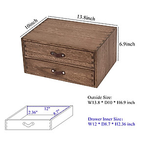 DDYURI Wood 2 Drawer Desktop Organizer Cabinet - Desk Storage Box for Kitchen Counter,Dresser Tabletop -Wooden File Organizer Printer Machine Stand for Office Accessories Chest Dark (FAX2C-DK）