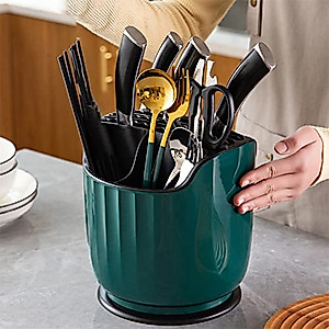 Knife Rotating Holder for Kitchen Counter, Universal Knife Block Rack Shelf, 3 in 1 Multi-function Rotating Knife Block, Flatware Utensil Drying Rack Cutting Board Organizer with