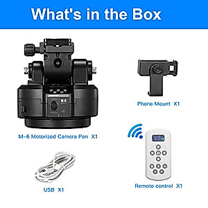 Soonpho M6 Auto Face Tracking Motorized Rotating Panoramic Tripod Head,AI Smart Face Body Tracking Remote Control Pan Tilt Head with Remote Control and Mobile Phone Clip for DSLR Cameras/Camcorders