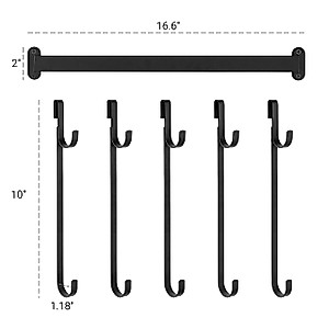 Mkono Coffee Mug Holder Wall Mounted Mug Hooks Rack for 10 Coffee Cup Organizer, Metal Mug Wall Hanger with 5 Adjustable Dual-Hooks Rustic Mugs Tea Cups Storage Organizer for Coffee Bar Kitchen