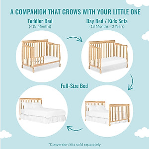 Dream On Me Ashton 4-In-1 Convertible Crib In Natural, Greenguard Gold, JPMA Certified, Non-Toxic Finishes, Features 4 Mattress Height Settings, Made Of Solid Pinewood
