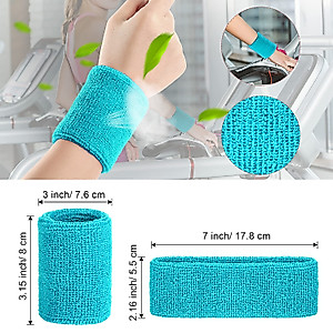 SATINIOR 80s Leg Warmer Set Women Headband Wristbands Knit Outfit 90s Workout Costume Yoga Sport Running(Blue)