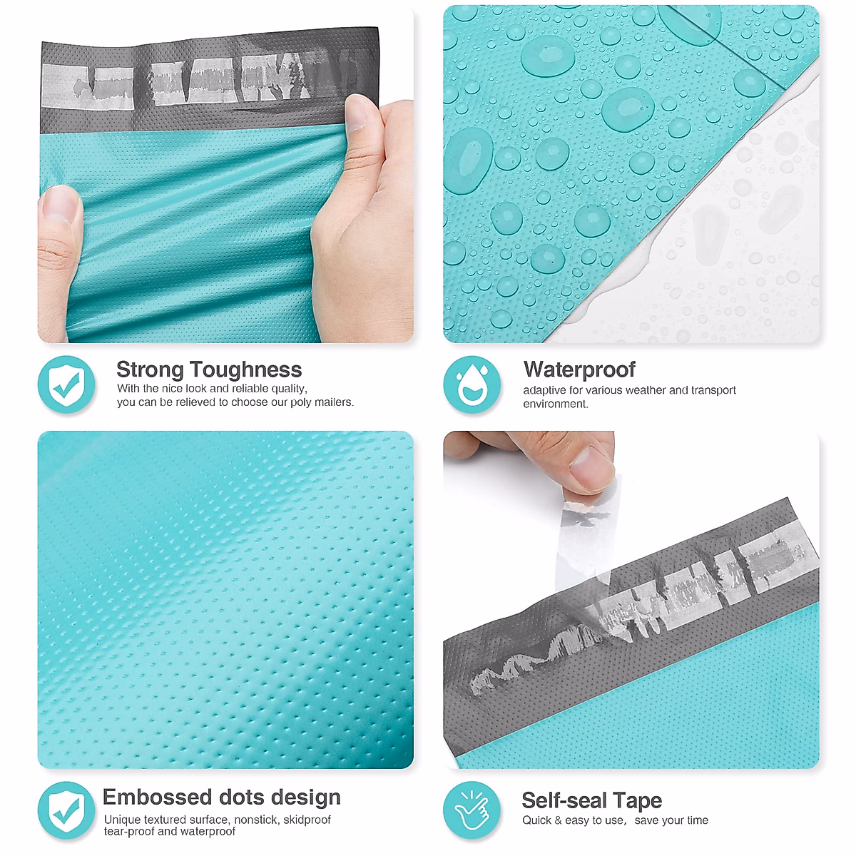 Fuxury Poly Mailers 10x13 Inch Shipping Bags for Clothing Embossed Dots Design Shipping Envelopes Waterproof Mailing Envelopes Self Seal Mailers Poly Bags Durable Package Bags Teal