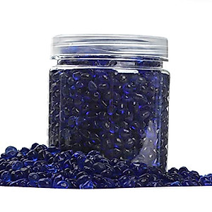 Reflective Tempered High Luster Fire Glass, Fire Pit Glass Gravel,Fire Glass Rocks Pebbles,Glass Beads Gems for Fish Tank Aquarium Garden Decoration 3-6mm 305g/10.75oz/0.67lb (Sapphire Blue)