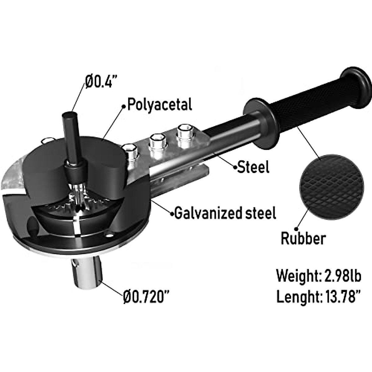 Mormysh Ice Auger Drill Adapter with Galvanized Steel Plates, Ice Fishing Planetary Reducer for Ice Screws, Ice Fishing Drill Attachment with Rubber Handle, Cordless Adapter for Ice Auger Drill