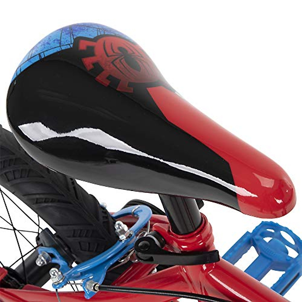 Huffy Marvel Spider-Man Kid Bike Quick Connect Assembly, Handlebar Plaque & Training Wheels, 16" Wheel, Red