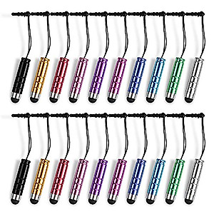 homEdge Universal Stylus Pen in Bulk, Set of 20 Packs Portable Stylus Pens with 3.5mm Jack, Compatible with All Device with Capacitive Touch Screen – 10 Color