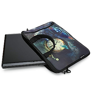 RICHEN 17 inch Laptop Shoulder Bag Carrying Case PC Cover Pouch with Handle Fits 15.6/16/17/17.3/17.4 inch Notebook (16-17.3 inch, Clock & Butterfly)