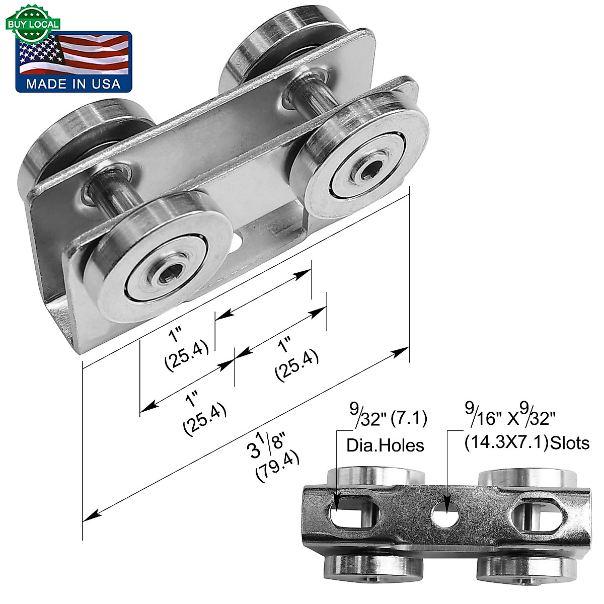 Trolley Assembly 4 Wheel Light Duty for Use with All 1-5/8" or Taller Strut Channel,Electro-Galvanized Zinc (4)