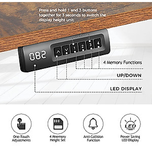 Adjustable Standing Desk, 55'' x 24'' Electric Height adjustable desk, Ergonomic Home Office Stand up Desk with Wheels, Outlets and Splice Board,2 USB Ports,3 Power Outlets,4 Caster(Brown Arc)