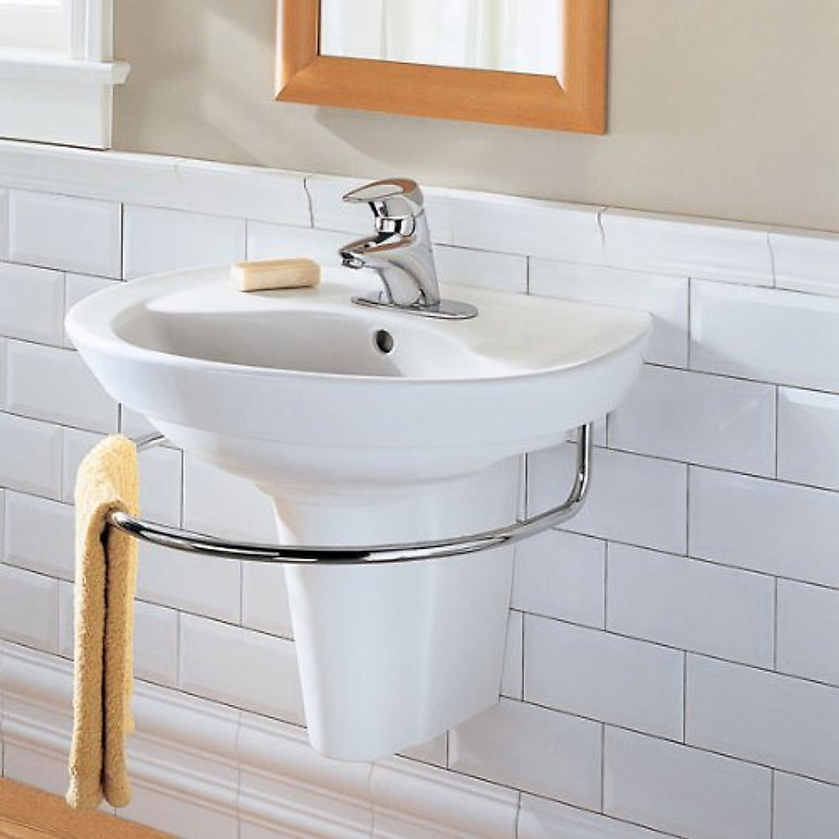 American Standard 0268004.020 Ravenna Wall-Mounted Pedestal Lavatory Top with 3 Faucet Holes (4 Centers), 25.75 X 21.06 X 10.50 Inches, White