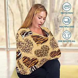 Baby Car Seat Covers Canopies for Boys Girls Leopard Giraffe Zebra Print Heart Infant Stroller Cover Nursing Cover Breastfeeding Scarf Warm Windproof