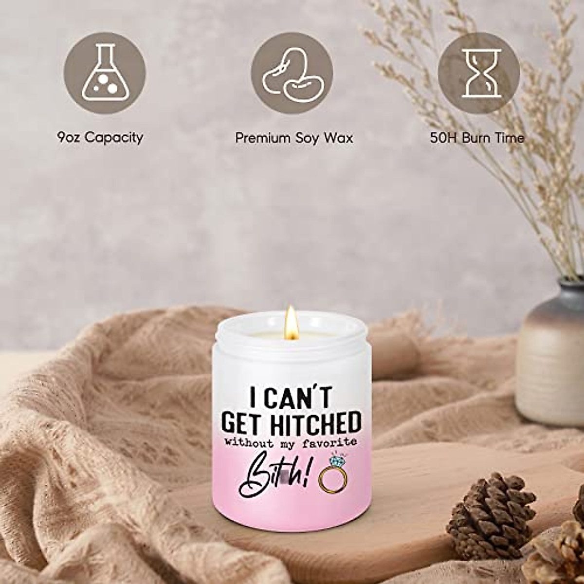 GSPY Candles, Bridesmaid Proposal Gifts, Funny Bridesmaid Gifts - Bridesmaid Candle Gift - I Can’t Get Hitched Without - Maid of Honor Proposal Gifts, Matron of Honor Gifts, Bridesmaids Gifts