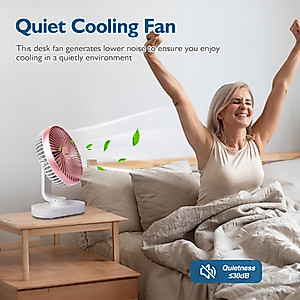 Battery Operated Fan 4000mAh, Rechargeable Fan, Portable Desk Fan,Small battery powered fan ,Small fan, Oscillating Fan,Dual Adjustable Angle Desktop Air Circulate Fan with 4 Speed for Home Office