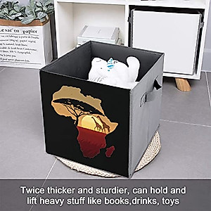 African Safari Giraffe Large Cubes Storage Bins Collapsible Canvas Storage Box Closet Organizers for Shelves