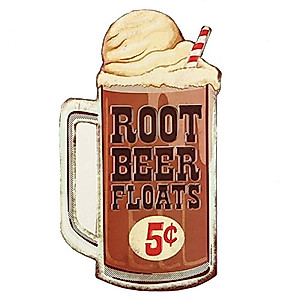 Open Road Brands 40171 Embossed Tin Sign, Root Beer Float Die Cut
