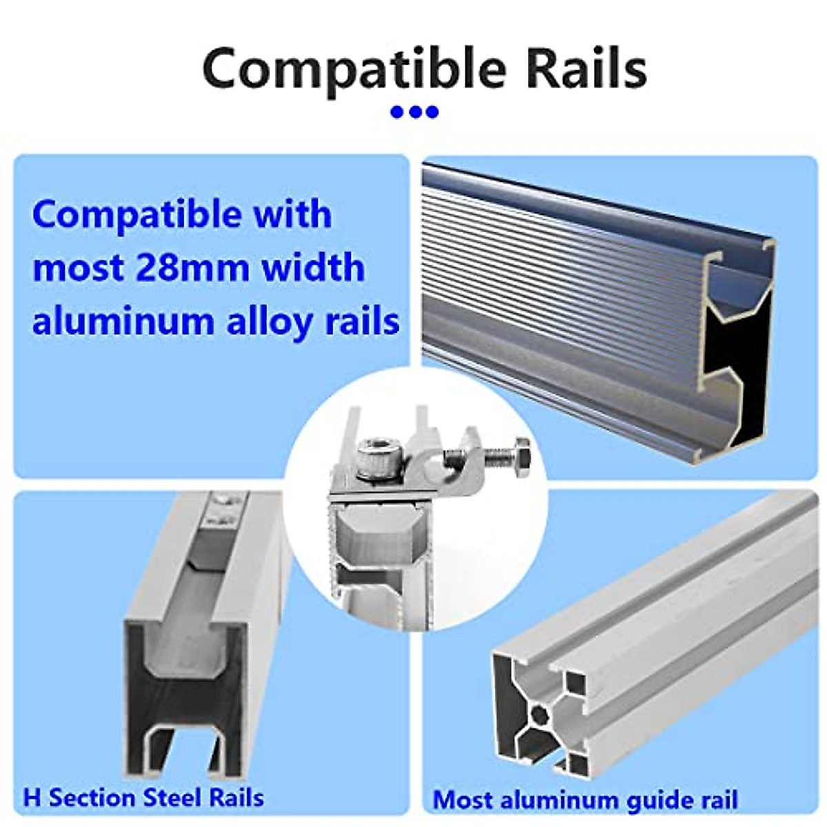 Dutiplus Solar Panel Grounding Lugs with Nuts and Bolts Solar Earthing Ground Clip Cable Clamp for RV, Boat, Roof, Wall and Other Off Gird Roof Installation(4pcs)
