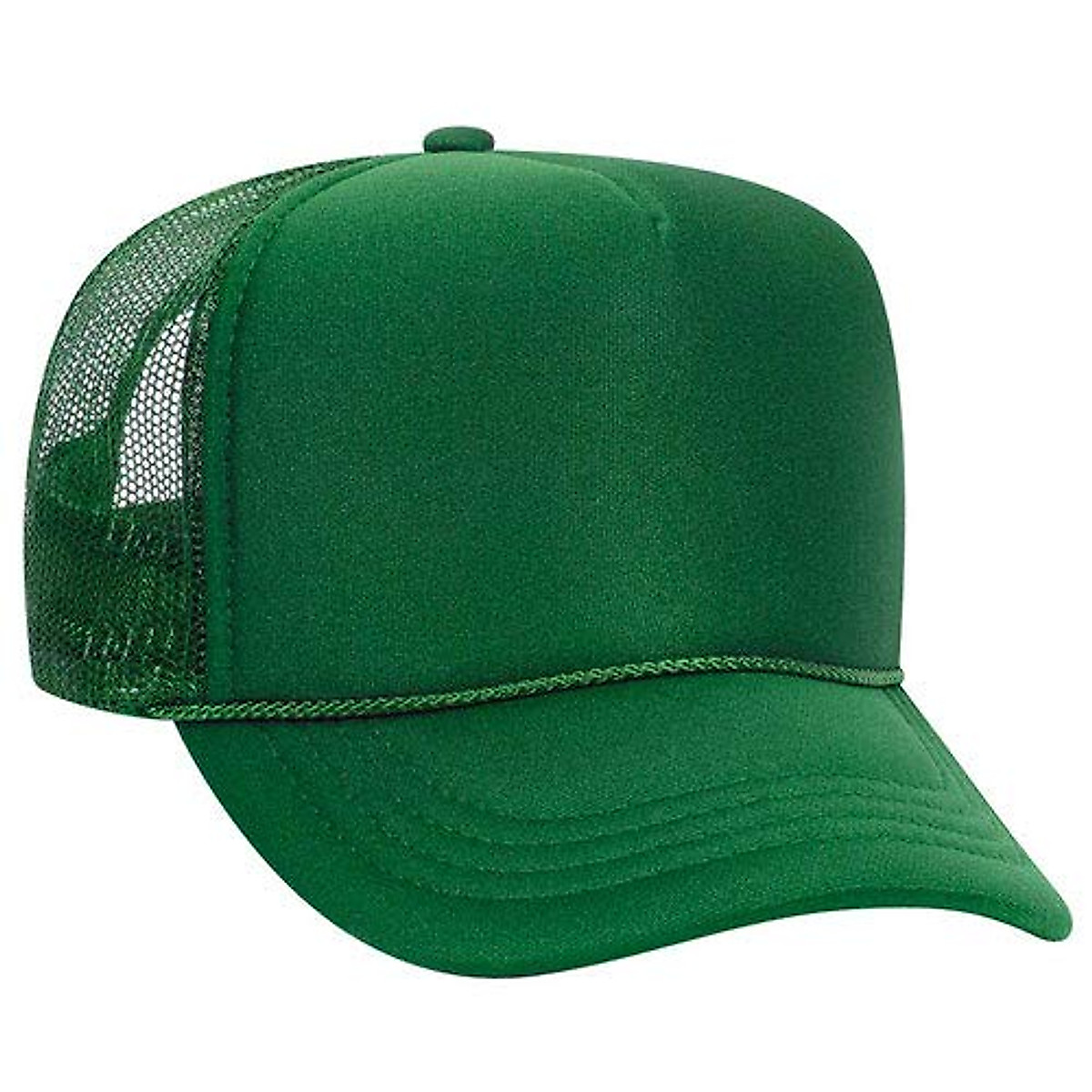 Ashen Fane Kids' Polyester Foam Front 5 Panel High Crown Mesh Back Trucker Hat, Kelly