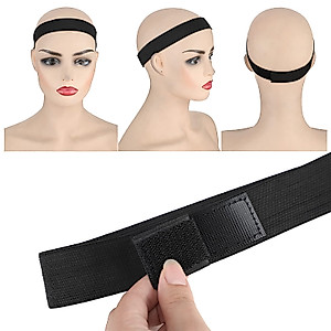 WILLBOND 12 Pieces Adjustable Elastic Band for Wigs, Polyester Fiber Wig Edge Band, 1.2 Inch in Width, 23.6 Inch in Length, Black
