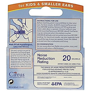 Earplanes Childrens Ear Plugs Disposable for Flight Sound Noise and Air Protection, 1 Pair