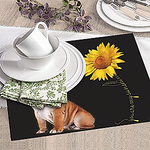 Funny Dog with Sunflower Printed Drying Mat For Kitchen Ultra Absorbent Microfiber Dishes Drainer Mats Non-Slip Silicone Quick Dry Pad - 18 X 16inch