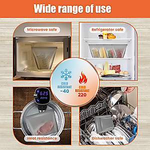 8 Pack Silicone Food Bags, Silicone Reusable Freezer Bag, Reusable Bags, Freezer Microwave Oven Dishwasher Safe for Food Leftover Travel Camping (Gray)