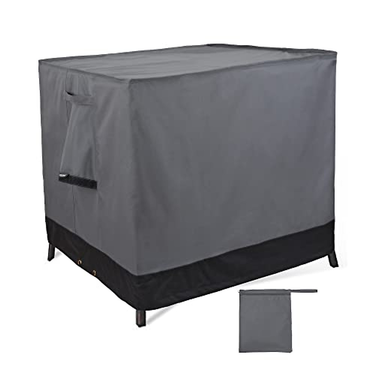Rachmi Square Gas Fire Pit Cover 35 Inch, Heavy Duty 600D Oxford Water Resistant Anti UV & Fade Outdoor Patio Furniture Cover for Coffee & Side Table, (35"Wx35"Dx18.1"H, Gray/Black)