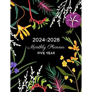 2024-2028 Five years Monthly Planner: Large 5 Year Calendar Schedule Organizer | 60 Months Jan 2024 - Dec 2028 with Federal Holidays & family Birthdays, contact list & Password! - Floral cover