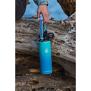 HYDRO CELL Stainless Steel Insulated Water Bottle with Straw - For Cold & Hot Drinks - Metal Vacuum Flask with Screw Cap and Modern Leakproof Sport Thermos for Kids & Adults (Teal/Blue 24oz)