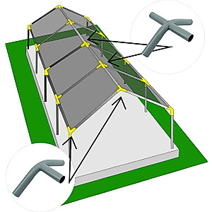 INS Import Canopy Fittings Kit 1 3/8" High Peak Frame Carport Connectors, Full Set for 6, 8, 10 Legs, Choose Size (for 10 Legs)