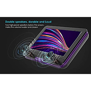 ieGeek 12.5" Purple Portable DVD Player and Car Headrest Mount Holder Strap Case, Car Travel DVD Players 5 Hrs Rechargeable Battery, Region-Free Video Player for Kids Elderly, Remote Control, Sync TV