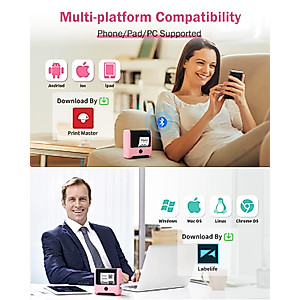 Phomemo M200 Label Makers - 3 Inch 2024 Upgrade M110 Barcode Printer Computer Bluetooth Thermal Label Makers,for Android iOS Windows MAC OS,for Shipping,Labeling,QR Code(Type-C Charger)-Pink