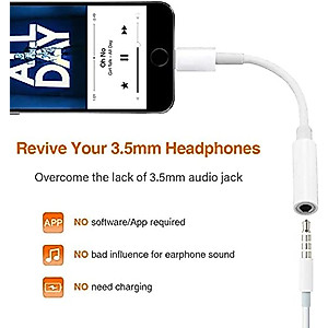 2Pack Lightning to 3.5mm Female Headphone Jack Adapter, [Apple MFi Certified] Lightning to Aux Audio Dongle Cable Cord iPhone 3.5mm Headphones/Earphones Jack for iPhone 12/12 Pro/11/X XR XS 8 7 iPad