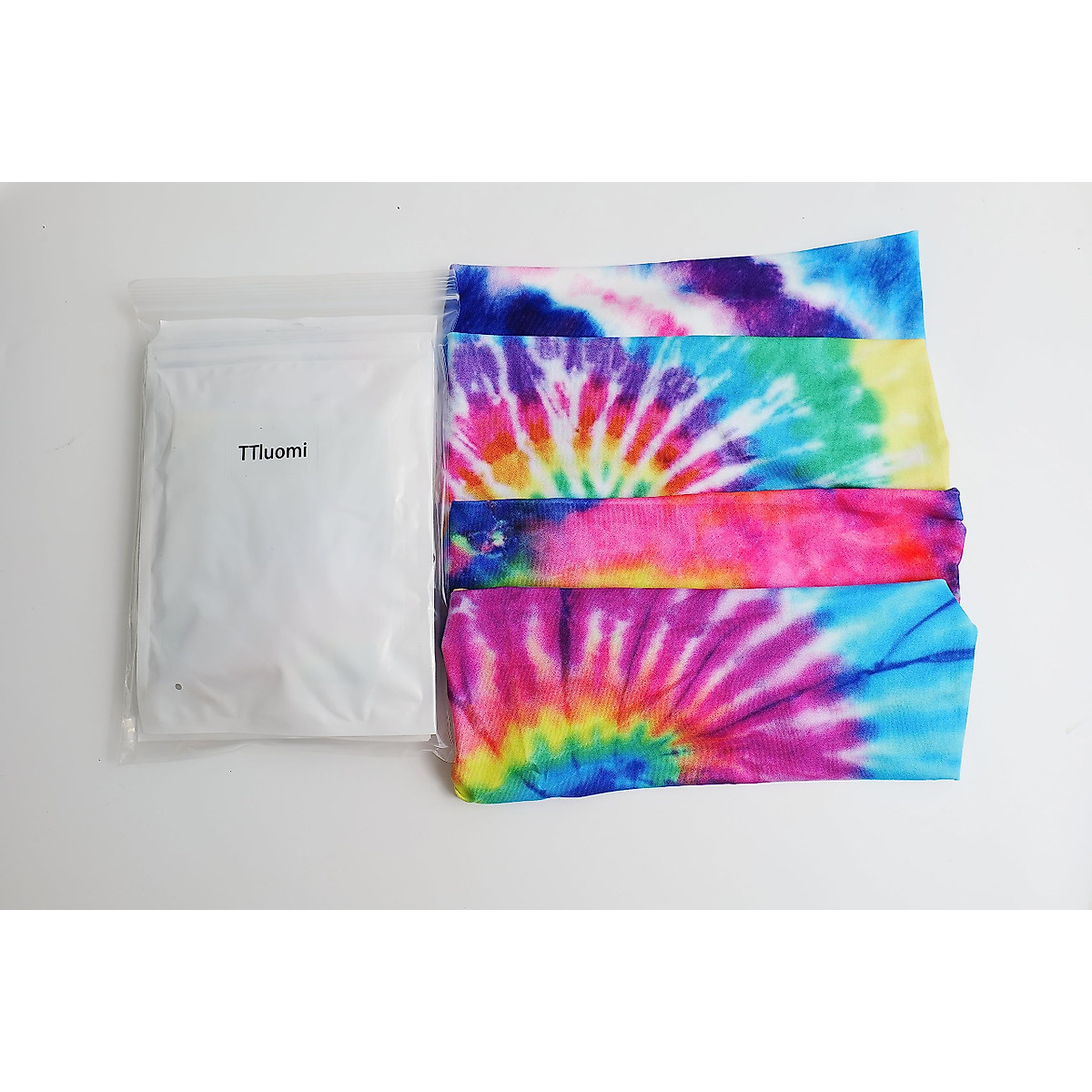 4 Pack Athletic Tie-dye Headbands Boho Wide Stretch Non Slip Hair Bands Wrap Yoga Fashion Elastic Hair band for Sports, Workouts, Style