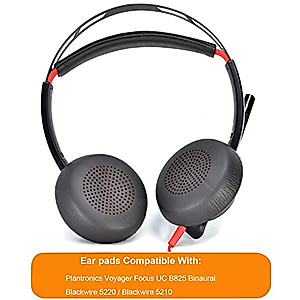 Voyager Focus UC Ear Pads - Replacement Ear Cushion Cover Compatible with Poly Voyager Focus UC, Plantronics Voyager Focus UC B825 Binaural, BLACKWIRE 5220 5210 7225, Voyager Focus 2 UC USB-A Headset