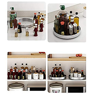 Lazy Susan Stainless Steel Turntable Organizer Rotating Spice Rack Make Up Storage Tray Spinning Container for Cabinets, Pantry, Fridge, Bathroom, Countertop