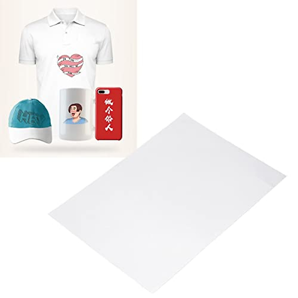 100pcs Lightweight Fabric Inkjet Printing Iron on White T-shirt A4 Sublimation Transfer Paper for Laser Printer For All Kinds of Light Color Textile Fabrics