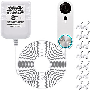 24V Doorbell Power Supply Adapter, 16.4ft C Wire Adapter Video Doorbell Transformer with 50pcs Cable Clips, Certified Doorbell Adapter Compatible with Simplisafe, Nest Doorbell and Smart Thermostats