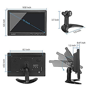 Haiway 10.1 inch Security Monitor, 1366x768 Resolution Small HDMI Monitor Small Portable Monitor with Remote Control with Built-in Dual Speakers HDMI VGA BNC USB Input for Gaming CCTV Raspberry Pi PC