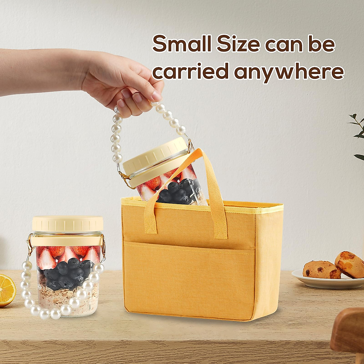 Overnight Oats Jars,Mason Jars for Overnight Oats with Lid and Spoon,10 Oz Glass Meal Prep Containers with Measurement Marks,Perfect Size for Overnight Oats,Salad Yogurt,Cereal,Fruit (4 PACK A)