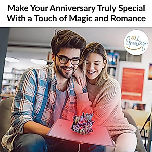 100 Greetings LIGHTS & MUSIC Happy Anniversary Card for Husband & Wife - Plays 'This Will Be' - Pop Up Card -– Happy Anniversary Cards for Couple –Wedding Anniversary Card for Couple - 1 Card Only