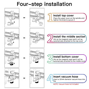 CNC ABS Dust Shoe for CNC Machines, 52mm Diameter Motor, fits Most 300W-500W Spindle Motors, Engraving Machine Accessories for CNC Engraver Milling Mahcine