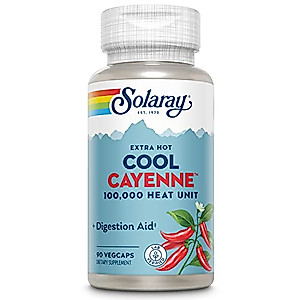 SOLARAY Extra Hot Cool Cayenne 100,000 HU | Healthy Digestion, Metabolism & Cardiovascular Support | 90 VegCaps
