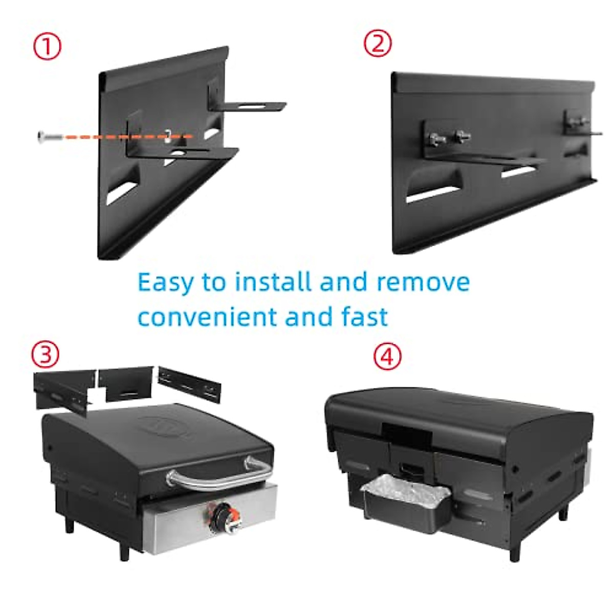 ClimbFun Wind Guard for Blackstone Griddle 17 Inch, Wind Screen, Flat Top Grill Accessories, Compatible with Rear Grease Cup, Hood and Side Shelf, Blackstone Griddle Accessories