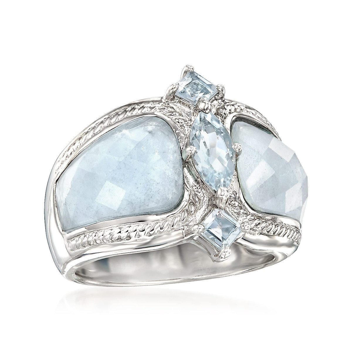 Ross-Simons 5.85 ct. t.w. Aquamarine Ring in Sterling Silver. Size 8