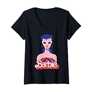 Barbie 60th Anniversary Red Logo V-Neck T-Shirt