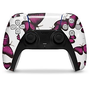 WraptorSkinz Skin Wrap compatible with Sony PS5 DualSense Controller Butterflies Purple (CONTROLLER NOT INCLUDED)